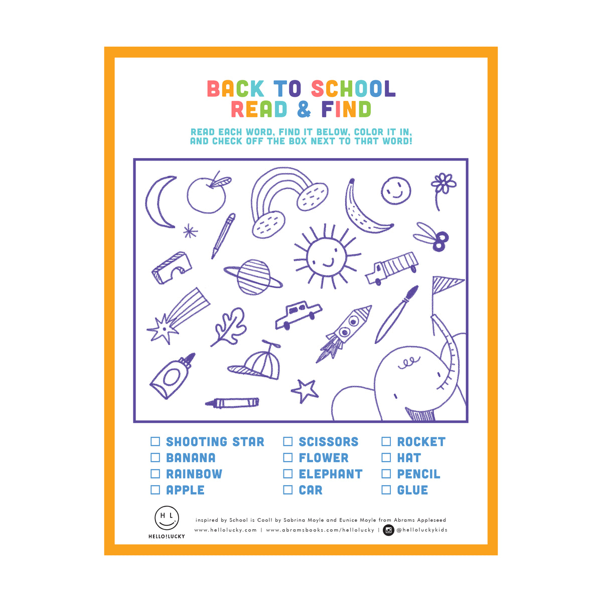 School is Cool! Read and Find Color-in Template – Hello!Lucky
